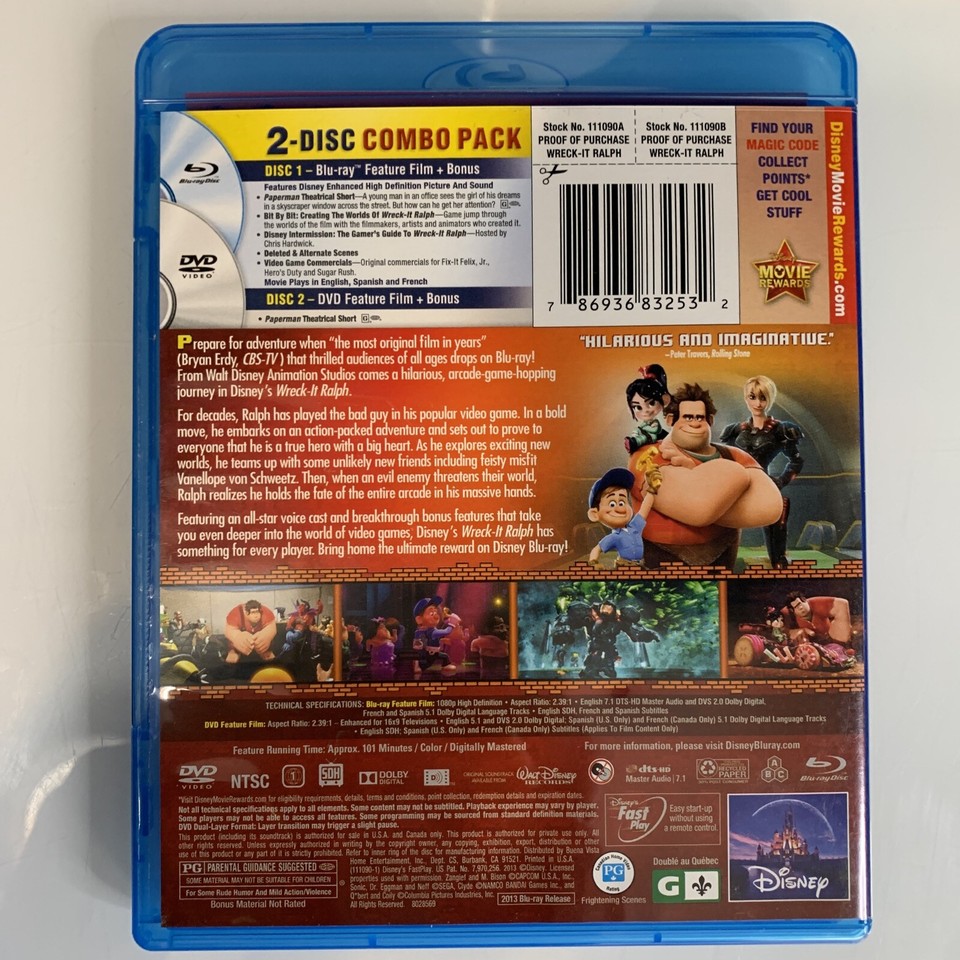 Wreck-It Ralph (Blu-ray/DVD, 2013, 2-Disc Set) 786936832532| eBay
