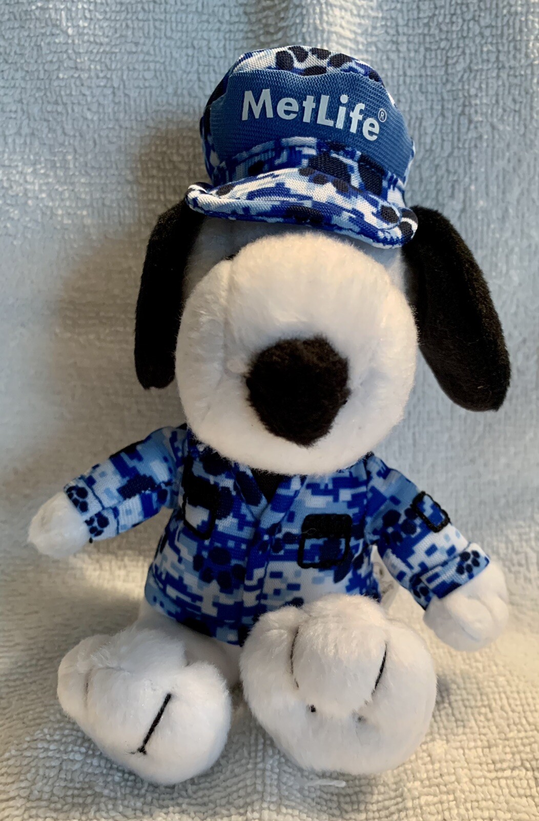 MetLife Snoopy 6” Peanuts Blue Military Navy Camo w/ hat Plush Stuffed ...
