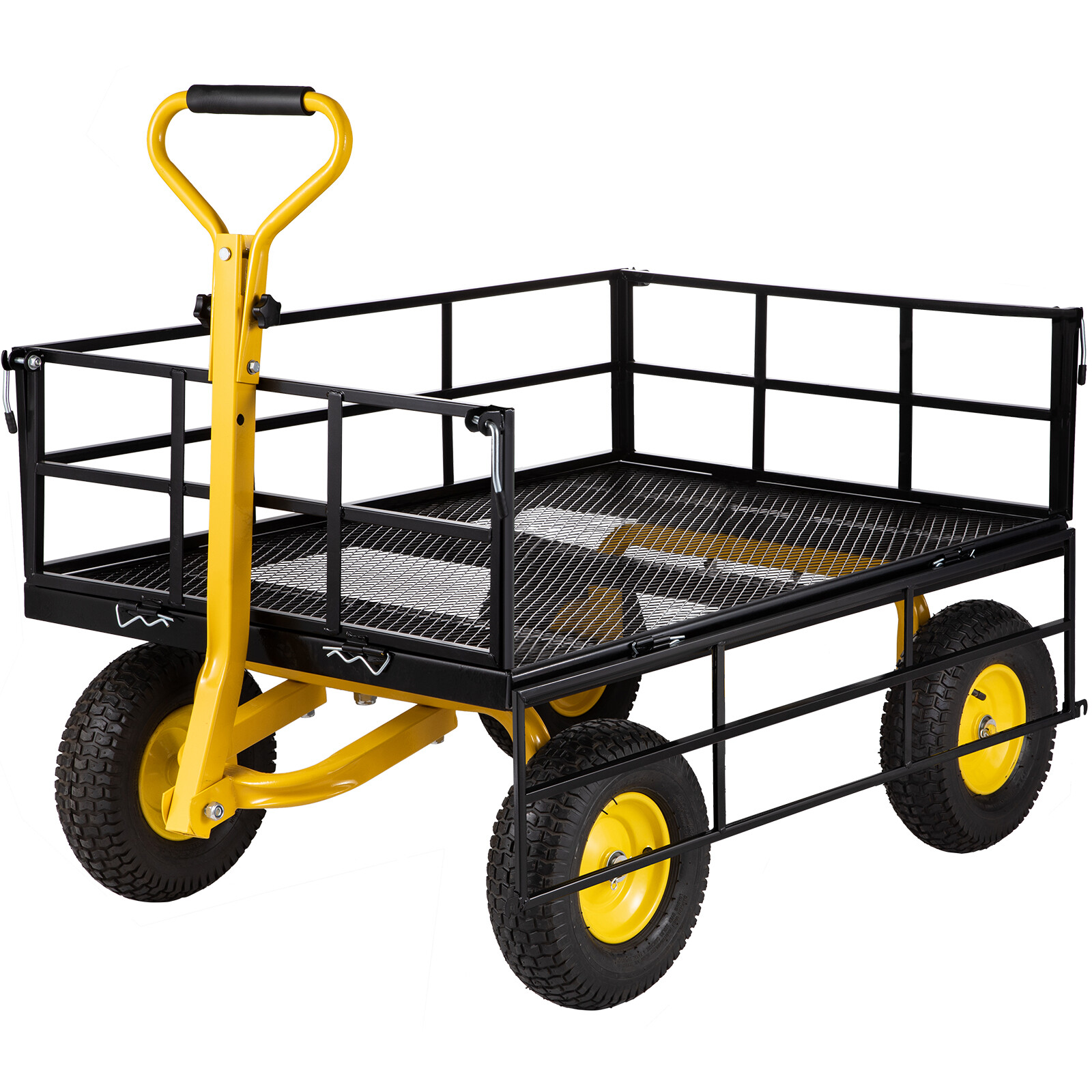 VEVOR Heavy Duty Steel Garden Trolley Cart Barrow Utility Towable Truck ...
