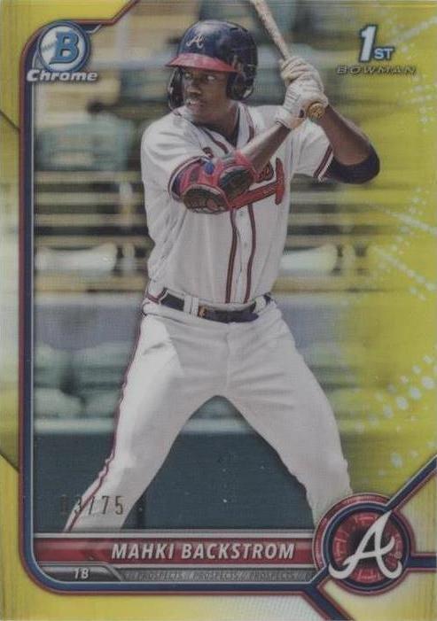 2022 Bowman - Chrome Prospects Mahki Backstrom #BCP-121 Yellow ...