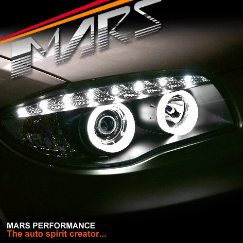 Black LED DRL 3D Halo Projector Head Lights for BMW 1 Series E81 E82 ...