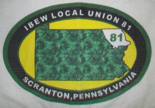 White IBEW Local Electric Trade Union 81 Scranton Pennsylvania Cotton ...