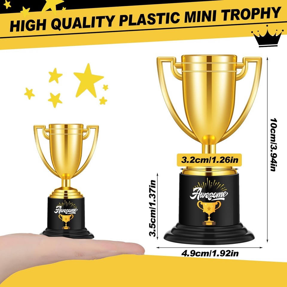 24 Pack Award Trophies Plastic Gold Trophy Awards and Trophies Kids ...