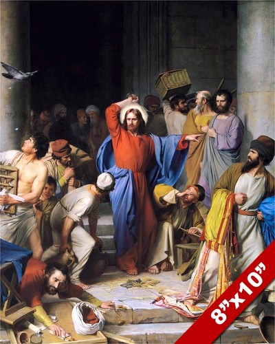 JESUS CHRIST CASTING OUT MONEY CHANGERS TEMPLE PAINTING BIBLE ART ...