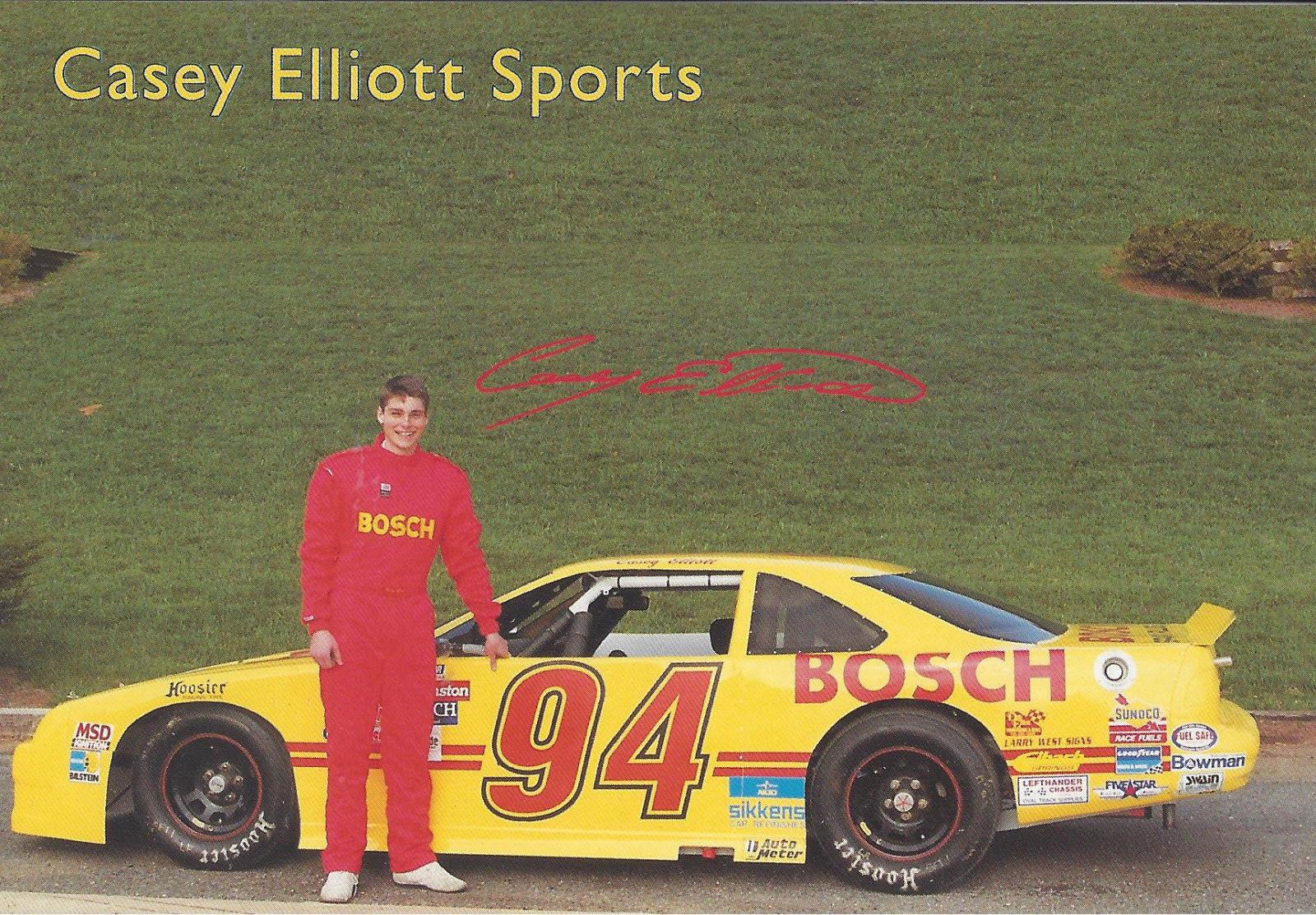 1993 CASEY ELLIOTT "BOSCH" #94 NASCAR ALL PRO SERIES HERO CARD POSTCARD ...