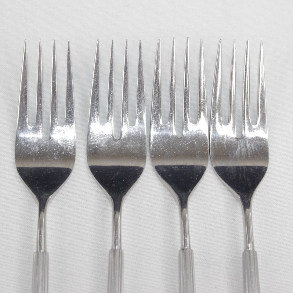 Epic Forged Stainless Flatware Japan EPS22 Ribbed Fork Lot (8) Salad ...