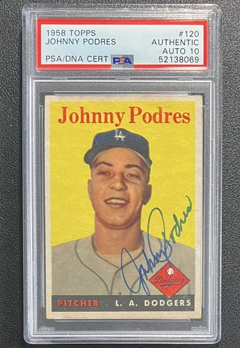 1958 Topps #120 Johnny Podres Signed PSA/DNA Authentic Auto Grade 10 ...