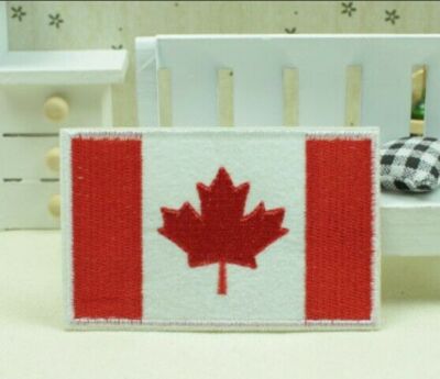 CANADIAN FLAG EMBROIDERED PATCH IRON-ON SEW-ON SMALL CANADA MAPLE LEAF ...