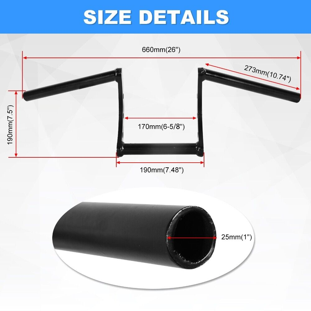 1" Drag Bar Handlebar Black For Kawasaki Vulcan VN 750 800 900 1500 ...