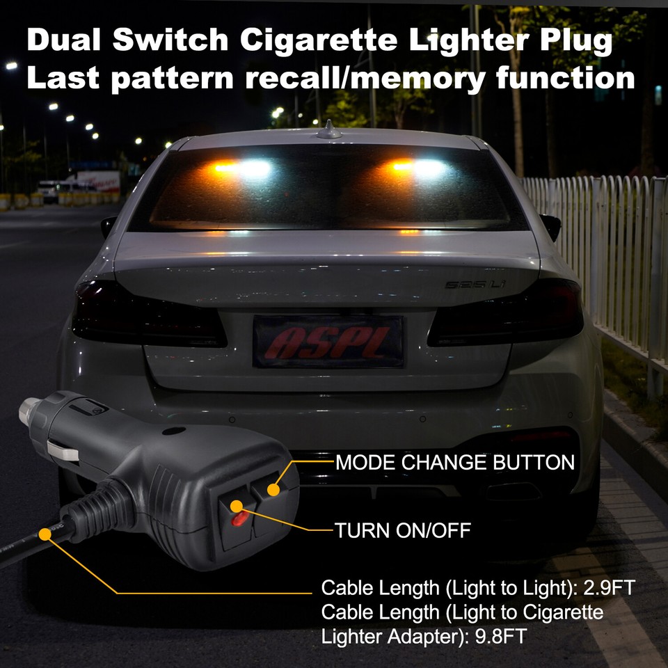 2 in 1 LED Emergency Dash Strobe Lights Windshield Deck Warning Safety ...
