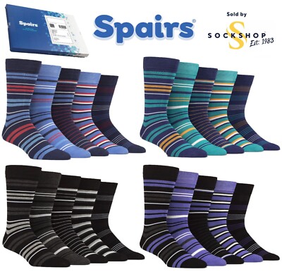 Mens Bamboo Socks, Luxury, Soft, Breathable, Striped, 5 Pair Multipack ...