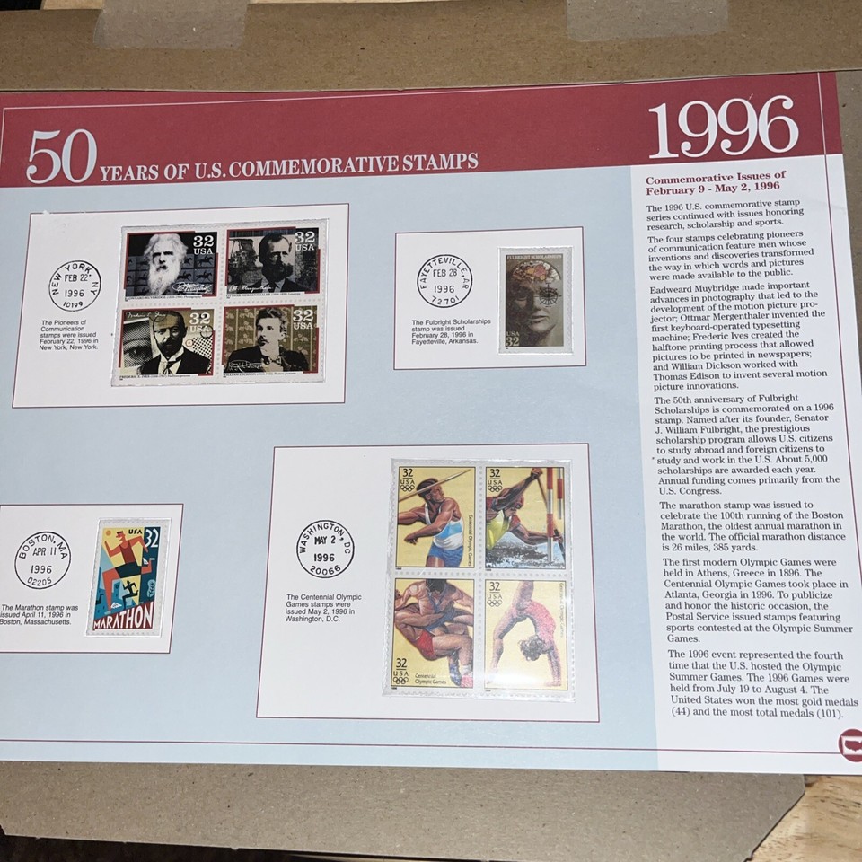 1946, 1947, 1948, 1996 50 YEARS OF U.S. COMMEMORATIVE STAMP Albums – 5 ...
