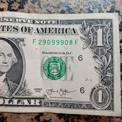 2013 1 DOLLAR FANCY NUMBER NOTE F29099908F. NICE NOTE, FREE SHIPPING | eBay