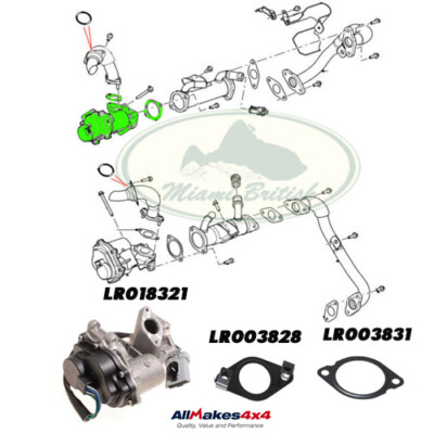 LAND ROVER EGR VALVE RH W/ GASKETS DIESEL 3.6L V8 RR SPORT RANGE ...