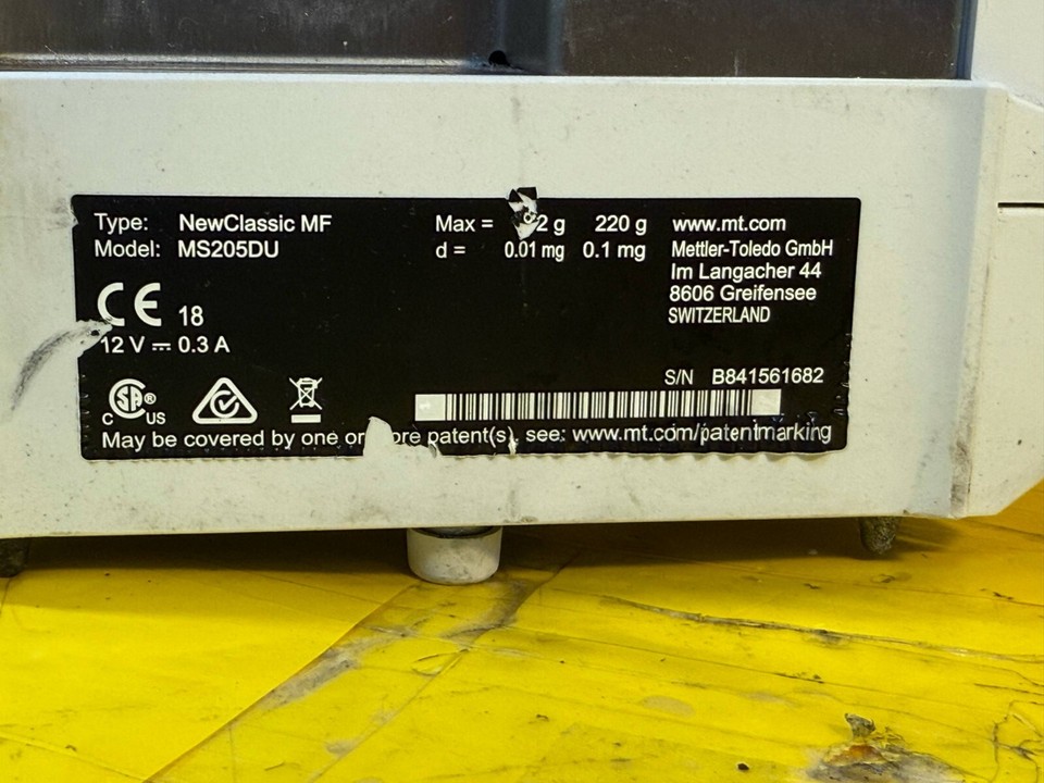 Mettler Toledo MS205DU NewClassic MF Analytical Semi-Micro Balance LAB ...