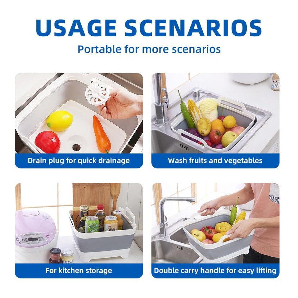 Collapsible Wash Basin Dish Drying Rackcamping Portable Sinkdish Basin ...