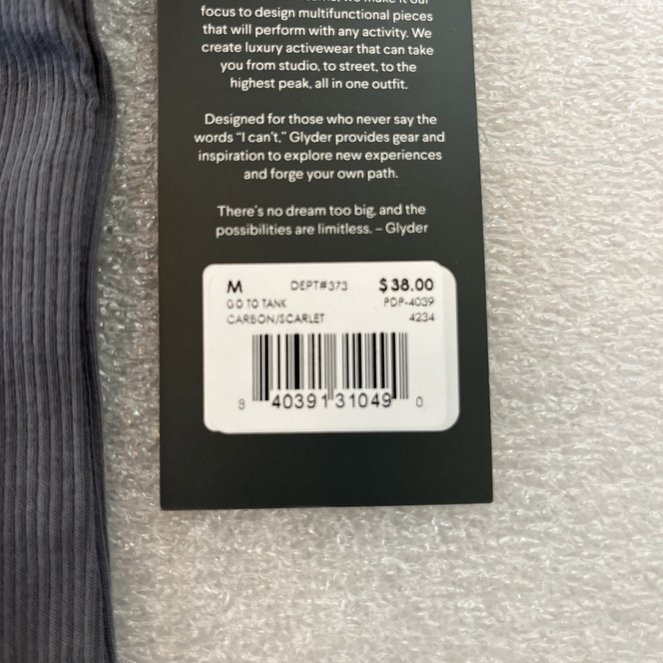 Women's New Glyder Tank Top Carbon/Scarlet size MEDIUM | eBay