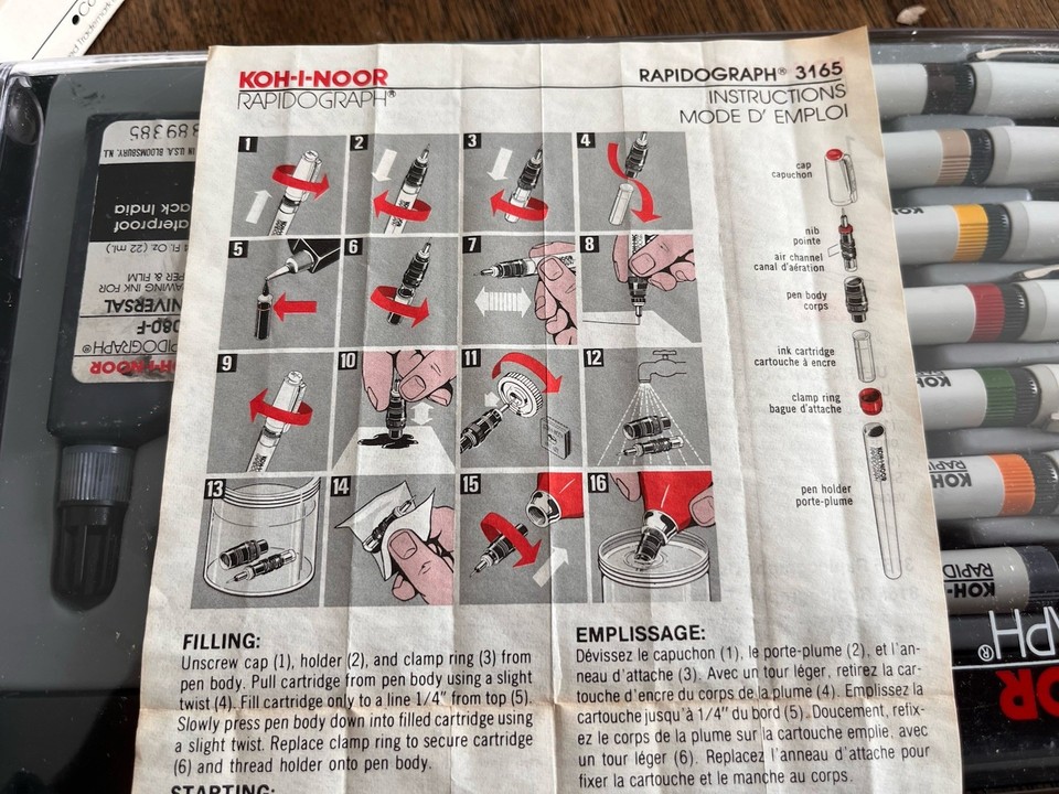 Koh-i-Noor Rapidograph Slim Pack 7-Pen Set Fine Line Technical Drawing ...