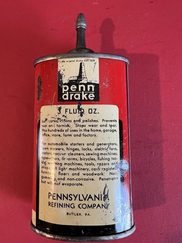 PENN DRAKE ALL PURPOSE MACHINE OIL HANDY OILER LEAD TOP Rare ...