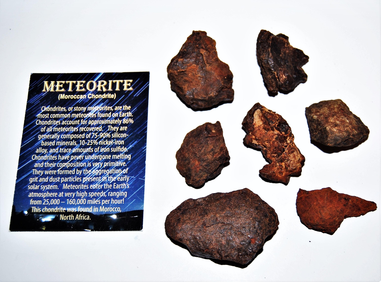 MOROCCAN Chondrite Stony METEORITE "B" Grade Lot 220.4 grams #14292 11o ...