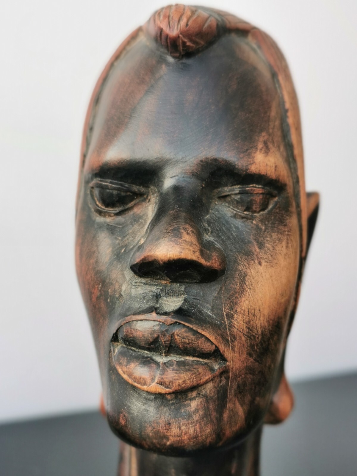Hard and Heavy Ebony Wood Carved African Tribal Figure Bust Statue Head ...