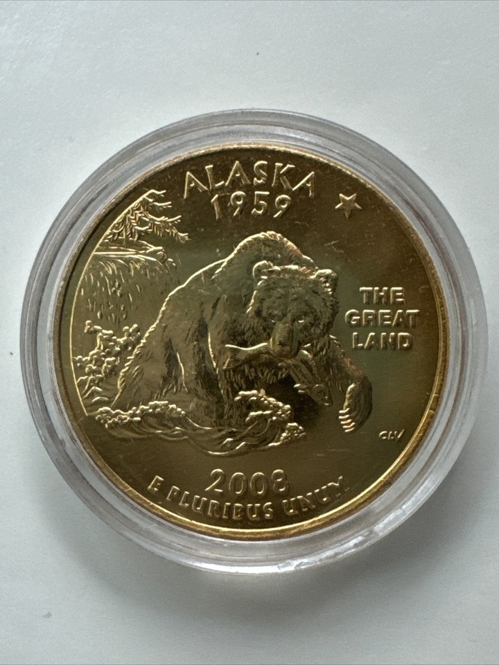 2008 D GOLD PLATED Alaska State Quarter FREE SHIPPING | eBay