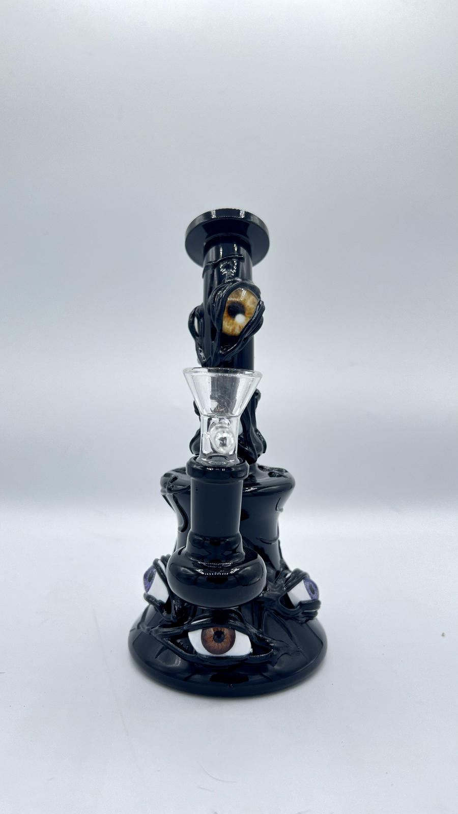 7" Thick Black Glass Evil Eye Monster Bong Bubbler Silicone Hand Pipe ...