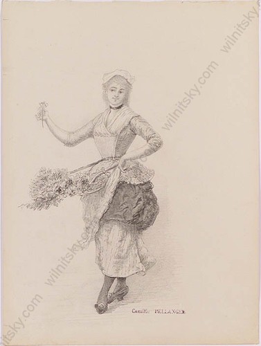 Camille-Félix Bellanger (1853-1923) "Flower Girl" Drawing, late 19th ...