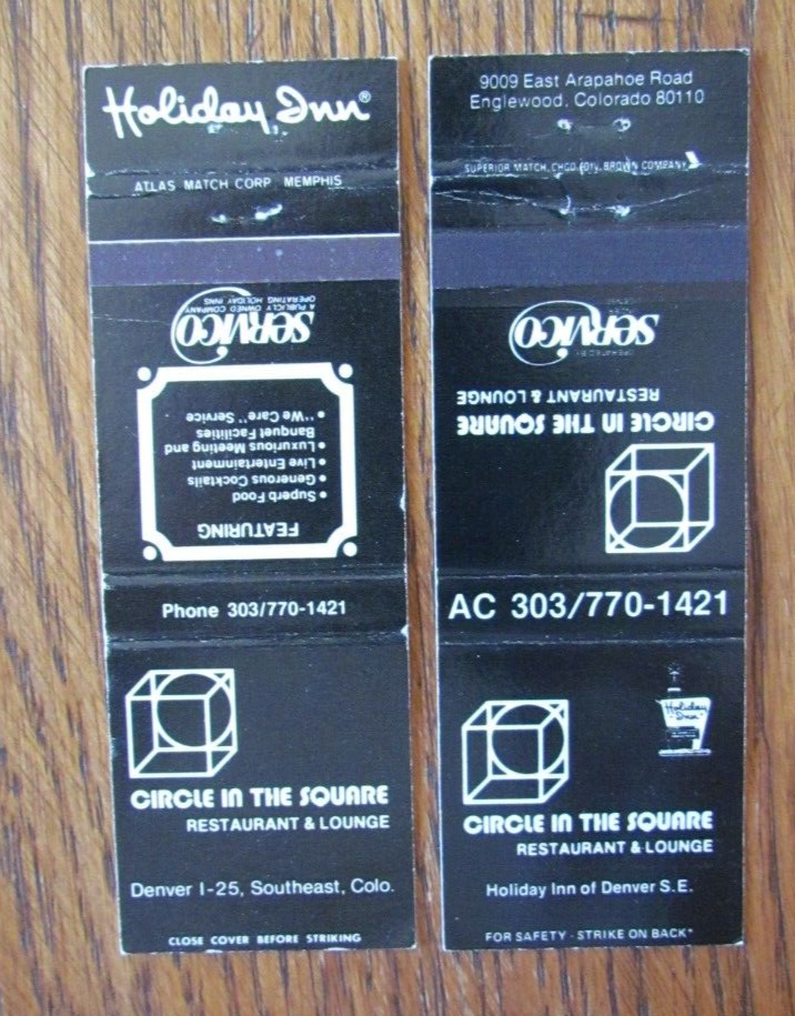 DENVER, COLORADO MATCHBOOK COVERS: CIRCLE IN THE SQUARE EMPTY ...