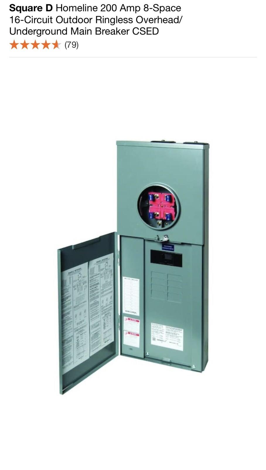 RC816f200C Square D 200 amp meter combo 8 Spaces 16 Circuits 120/240 ...