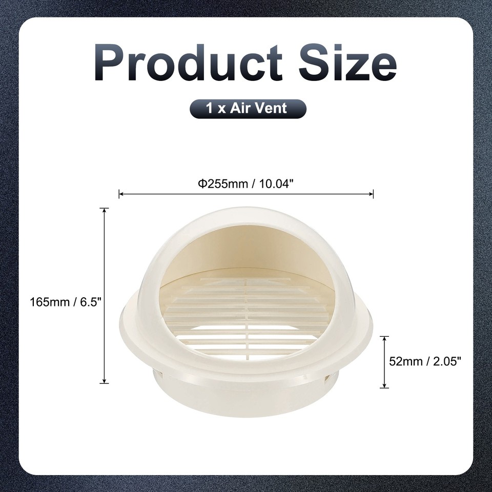 8" Round Soffit Air Vents, Removable Half Spherical Air Vent Cap, White ...