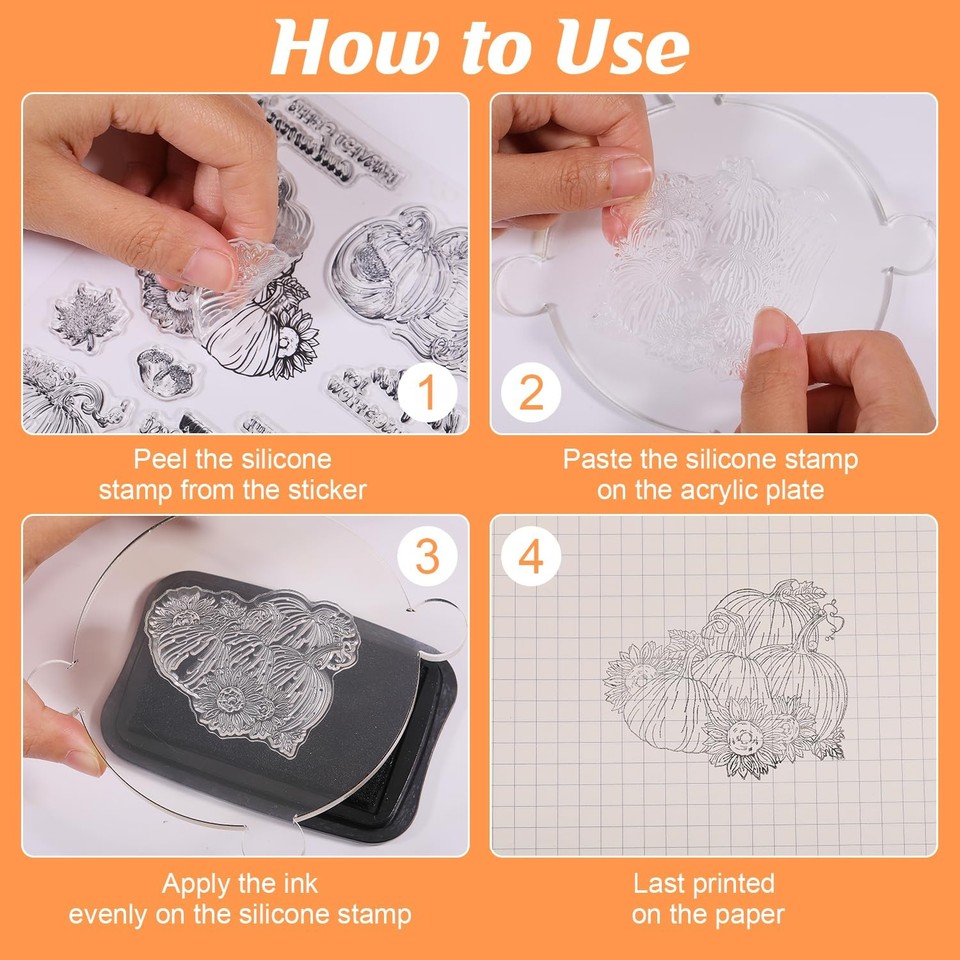 Fall Thanksgiving Happy Harvest Clear Stamps Cards Making Autumn ...