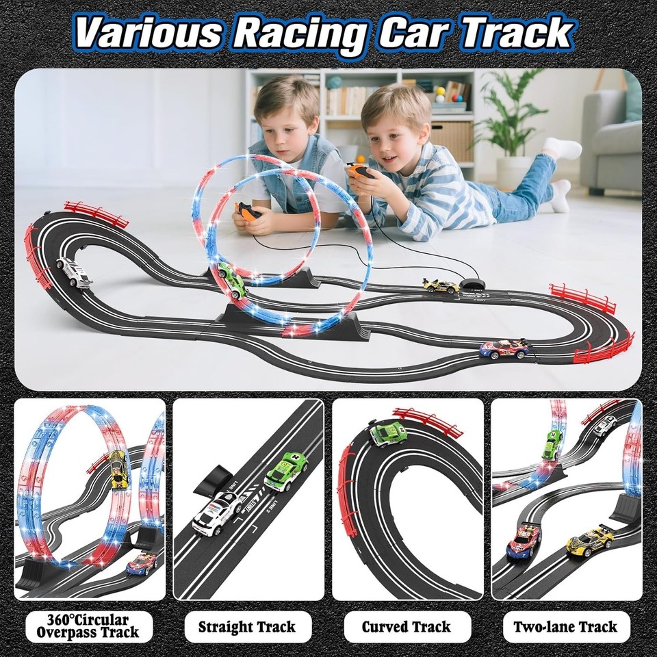 Slot Car Race Track Set Electric Powered Race Track Dual Racing Car ...