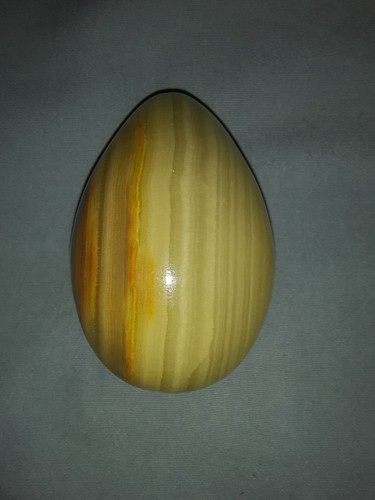Stone Carved Alabaster Marble Egg White Yellow Orange Tan Multi Layers ...