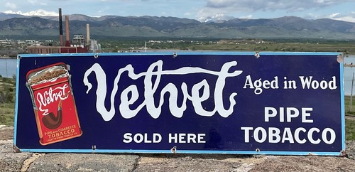 SIGN PORCELAIN VELVET PIPE CIGARETTE TOBACCO LIGGETT & MYERS CO CIGAR ...