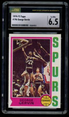 1974-75 Topps #196 George Gervin RC Rookie Card CSG 6.5 NBA 75 #1 SHARP ...
