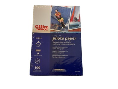 Photo Paper Office Depot High Gloss Premium 100- 4X6 Sheets -New in ...