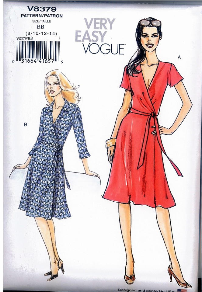 OOP Vogue 8379 DVF Style Wrap Dress Sewing Pattern Misses Very Easy | eBay