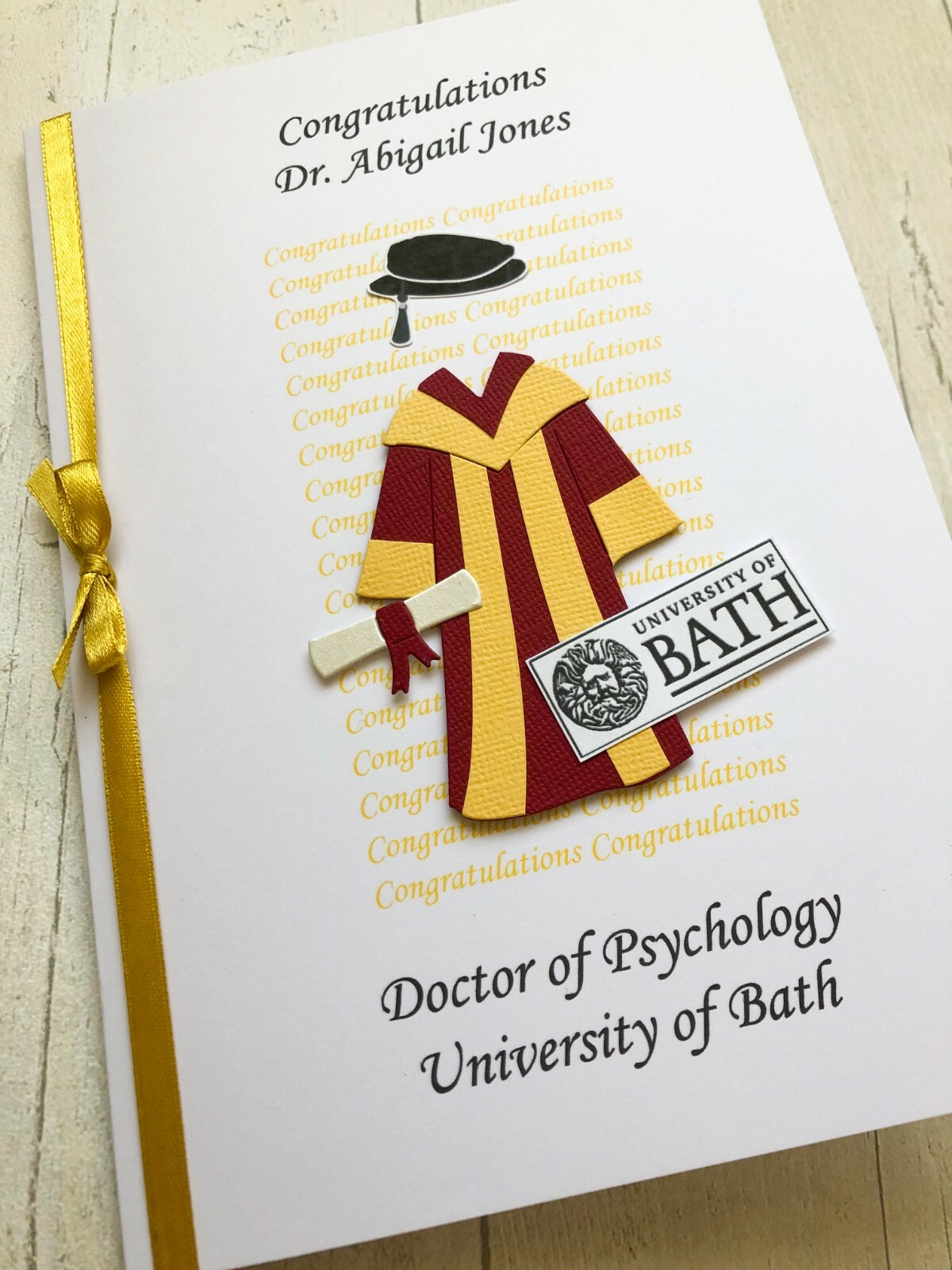 Personalised GRADUATION CARD Masters BSc BA Hons Dr. MA PHD MSc ...