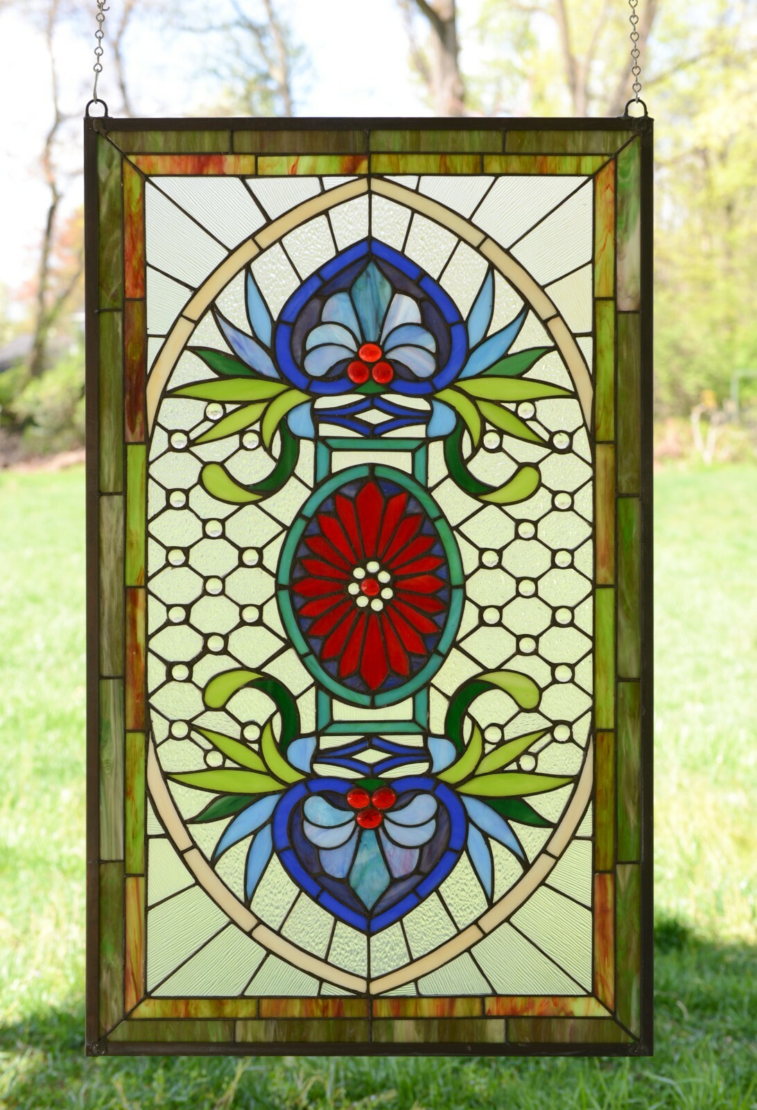 Decorative Jeweled Handcrafted stained glass panel, 20.5" x 34.5" | eBay