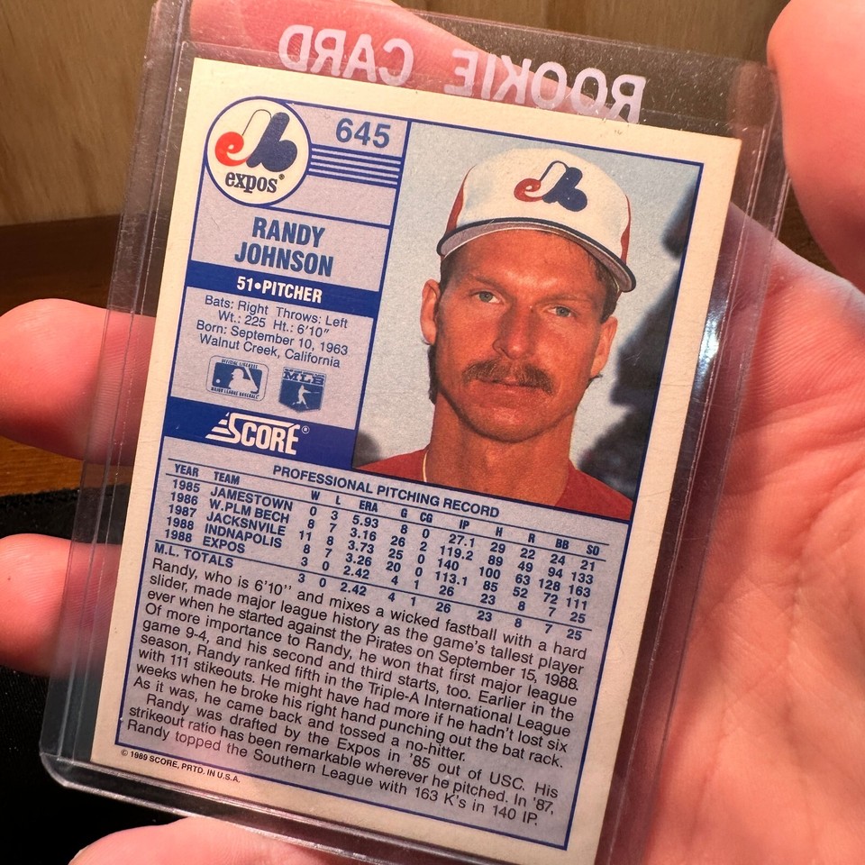 Randy Johnson Rookie Card Montreal Expos Pitcher MLB Baseball Vintage ...