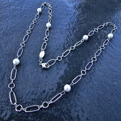 Mikimoto Pearl Necklace Chain Morse M Code 18k White Gold 6 Akoya 24 ...