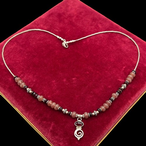 Antique Vintage Deco Retro Sterling Silver 925 Rose Quartz Garnet ...