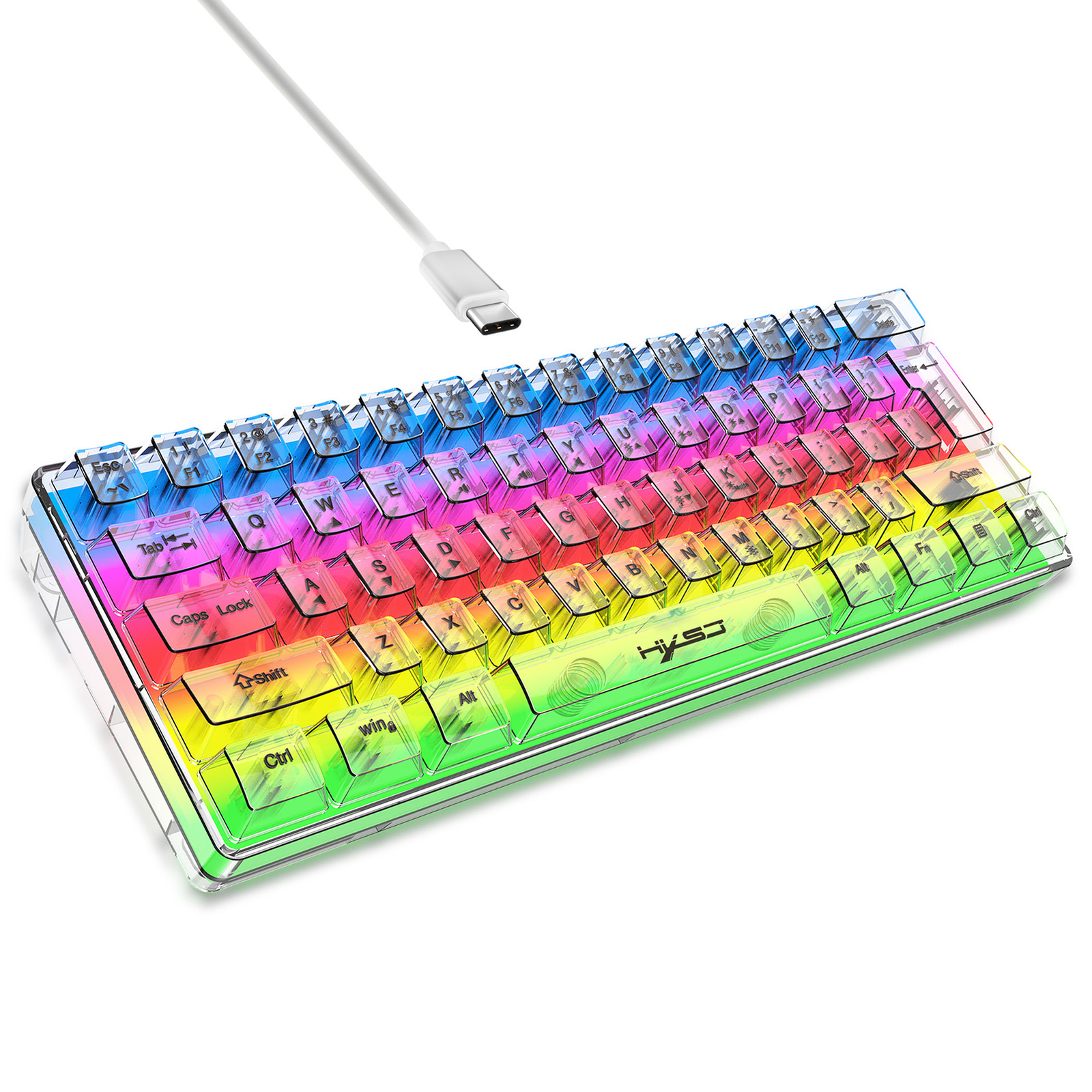 V700T 61- Transparent Gaming Keyboard USB Backlit Keyboard F8T7 | eBay ...