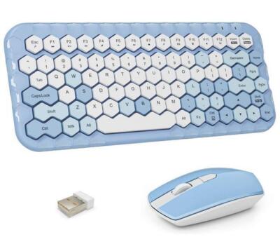 Mofii Wireless Keyboard & Mouse Combo Cute Keycaps Keyboard Hexagonal ...