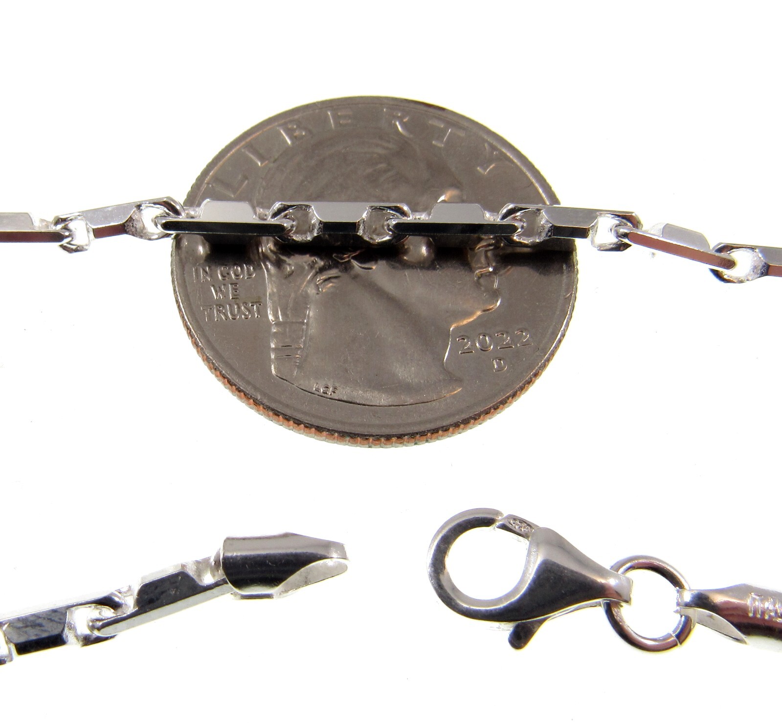 2.7MM Solid 925 Sterling Silver Italian HESHE 10 Chain Necklace Made In ...