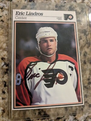 ERIC LINDROS PHILADELPHIA FLYERS-TEAM ISSUED PHOTO POST CARD AUTOGRAPH ...