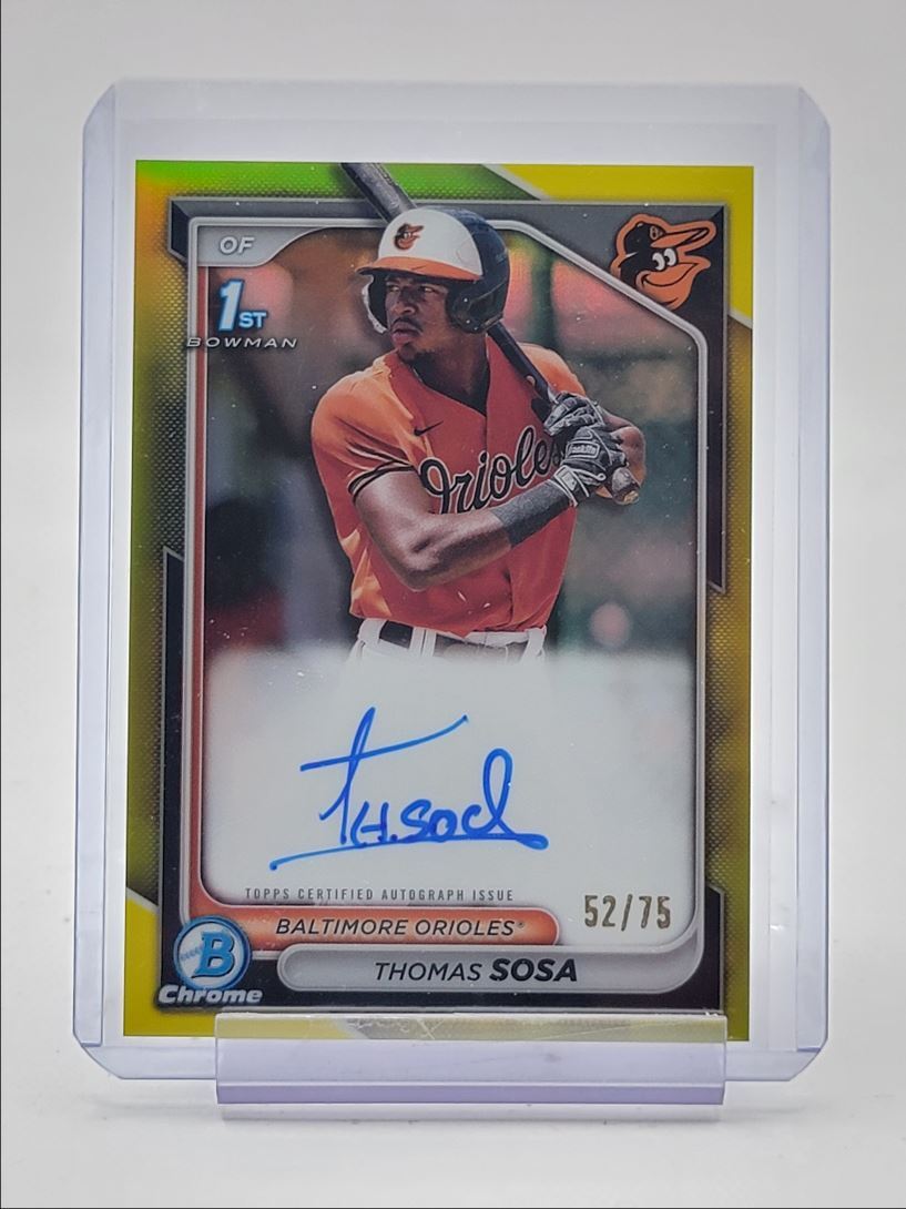THOMAS SOSA 2024 BOWMAN CHROME 1ST YELLOW REFRACTOR AUTOGRAPH AUTO /75 ...
