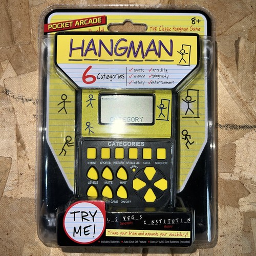Hangman Pocket Arcade Handheld Game Factory Sealed Electronic Video ...