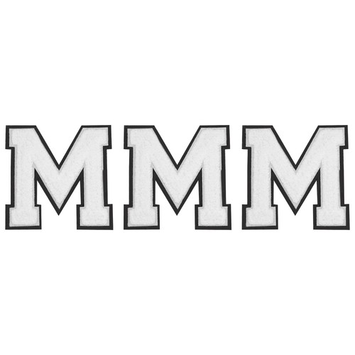 Chenille Letters M Patches Large Size 4-1/2 Inch Black Glitter 3PCS ...